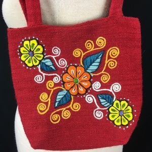 Bags | Red Embroidered Floral Handbag Clutch | Poshmark